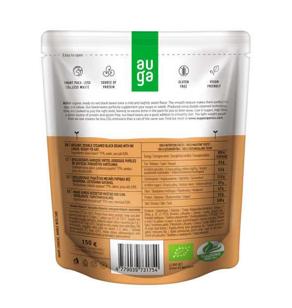 Auga organic double streamed black beans no brine150g - Álfasaga