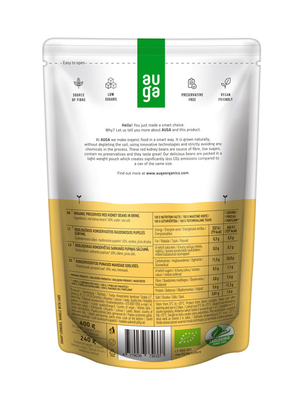 Auga EKO Kidney beans Organic ready to eat no brine 150 g - Álfasaga